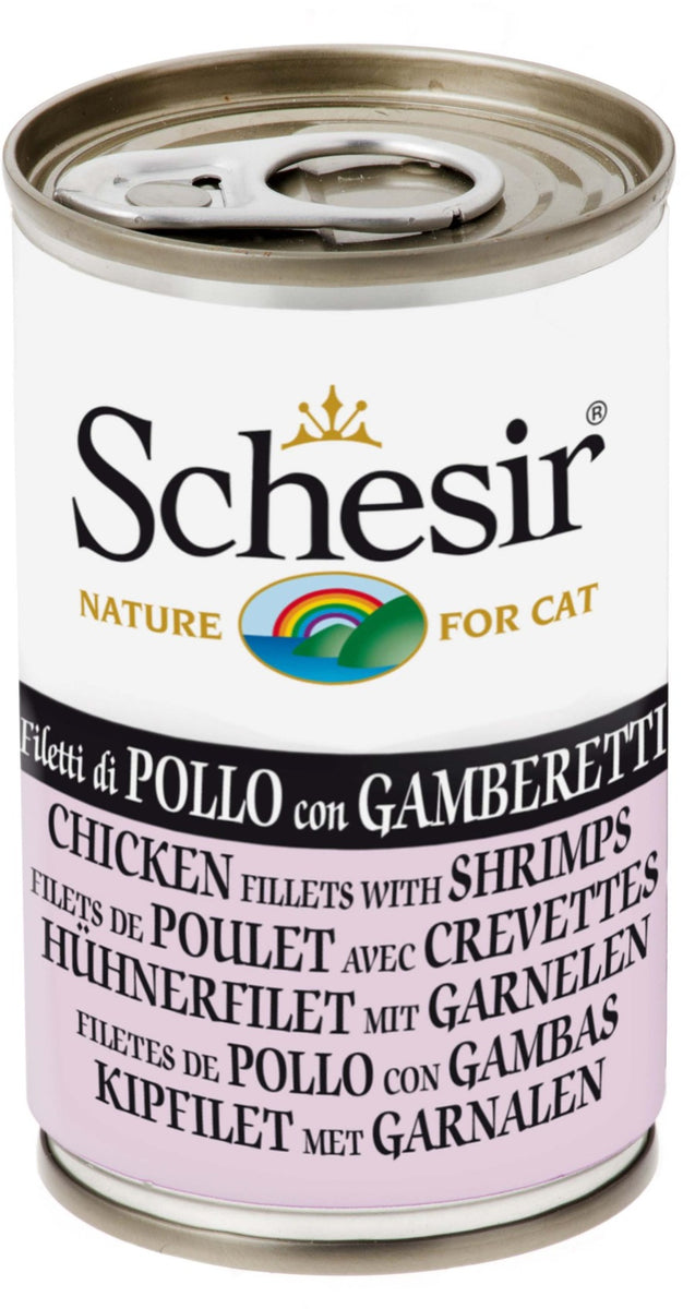 Schesir konzerva za mačke, pileći file s kozicama, 140g